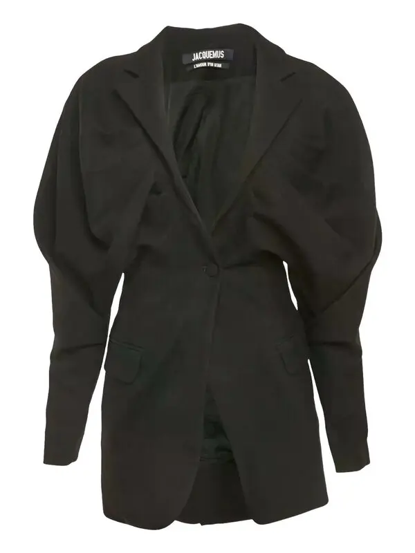 Jacquemus Pleated Wool Blazer - Black
