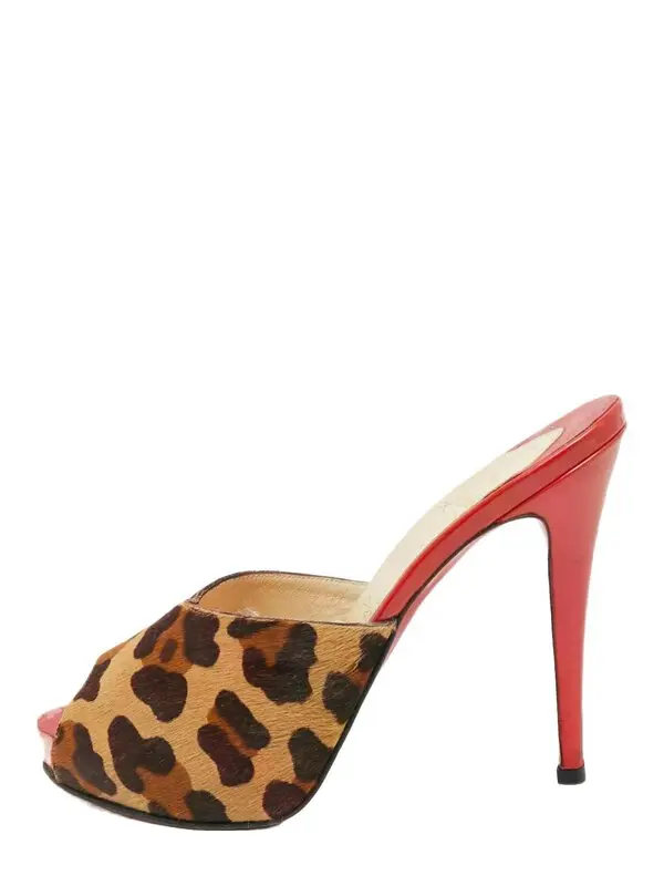 CHRISTIAN LOUBOUTIN Calf Hair Heeled Sandals - Brown