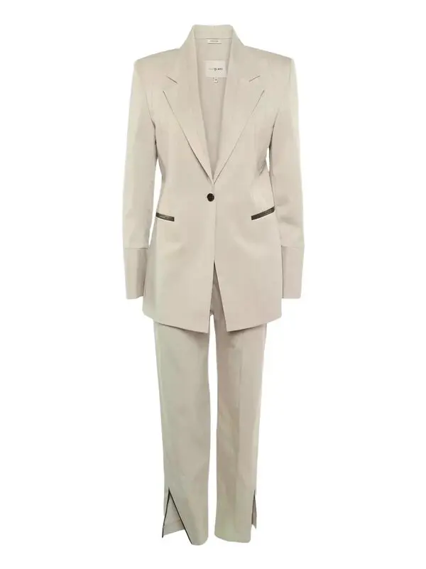 LILI BLANC Leather Trim Suit - Neutrals