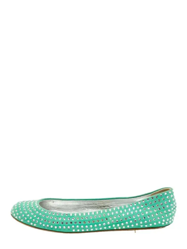 GIUSEPPE ZANOTTI Suede Crystal-embellished Ballet Flats - Green
