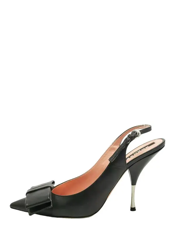 Rochas Leather Bow-detail Slingback Pumps - Black