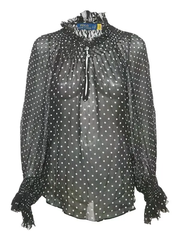 Polo Ralph Lauren Polka Dot Georgette Blouse - Black