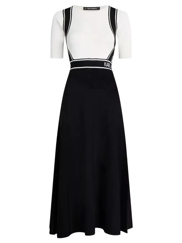 Karl Lagerfeld Logo-detail Knitted Midi Dress - Black