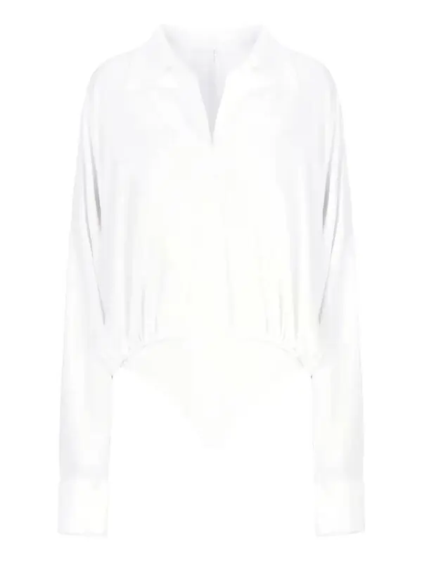 Norma Kamali Collared Long-sleeve Top - White