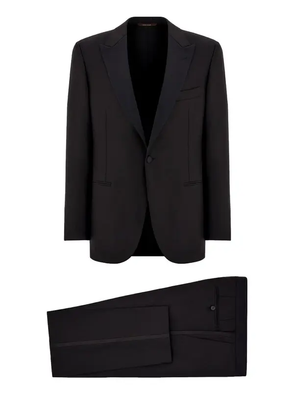Canali Regular Fit Tuxedo Pants In 150's Wool - Black