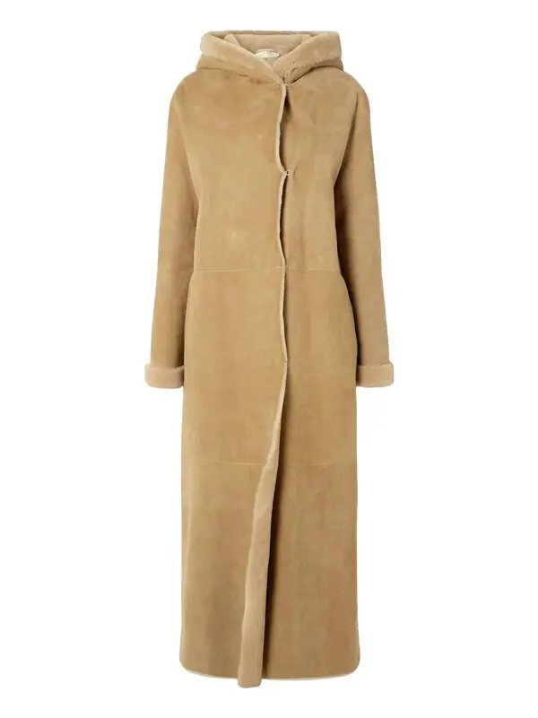 THE ROW Anaya Hooded Shearling Coat - Neutrals