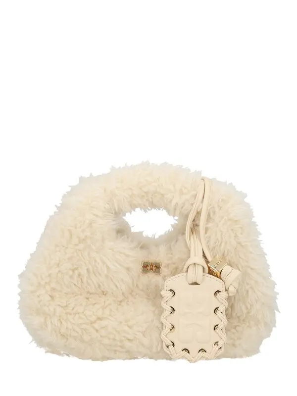 GANNI Faux Fur Hobo Bag - Ivory