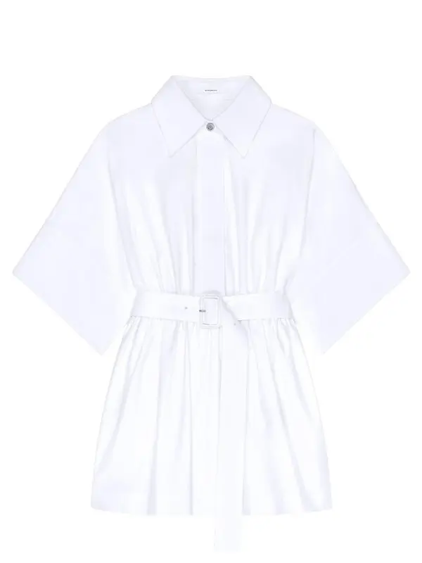 Givenchy Mini Shirt Dress In Poplin With Belt - White