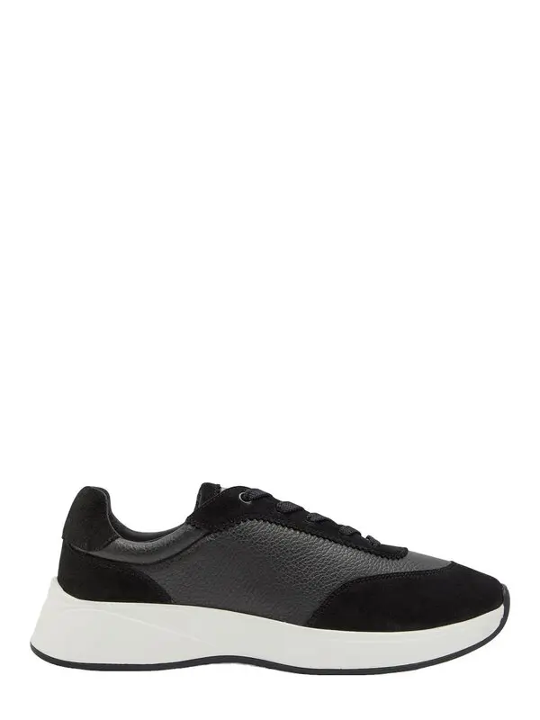 JUDE LLOW Panelled Grained Leather Sneakers - Black