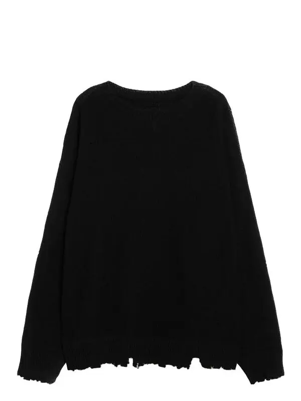 MAISON MARGIELA Cotton Distressed Hem Sweater - Black
