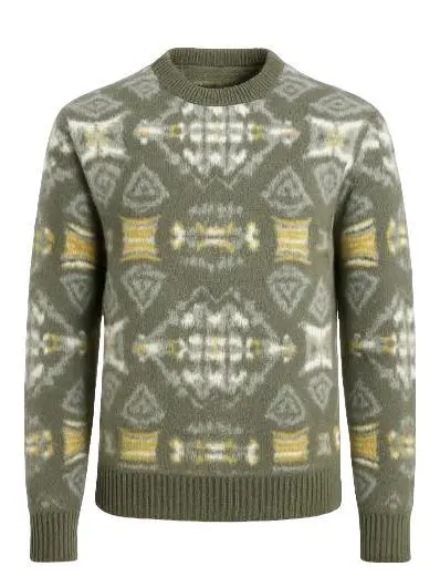 Altea Patterned Crew Neck Sweater - Green