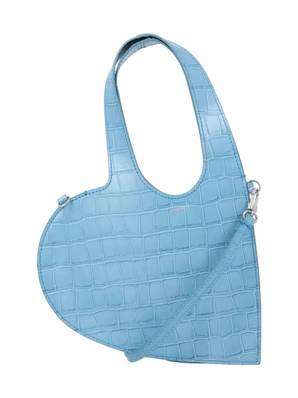 Coperni Baby Heart Croc-embossed Leather Shoulder Bag - Blue