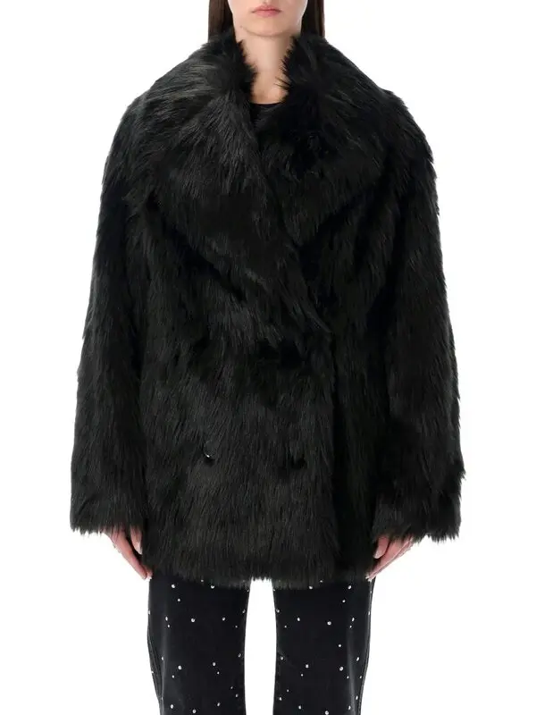 STAND STUDIO Katalina Faux Fur Coat - Black