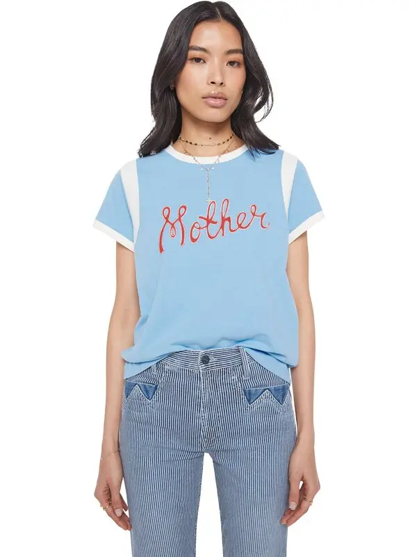 MOTHER The Boxy Goodie Inset Script T-shirt - Red