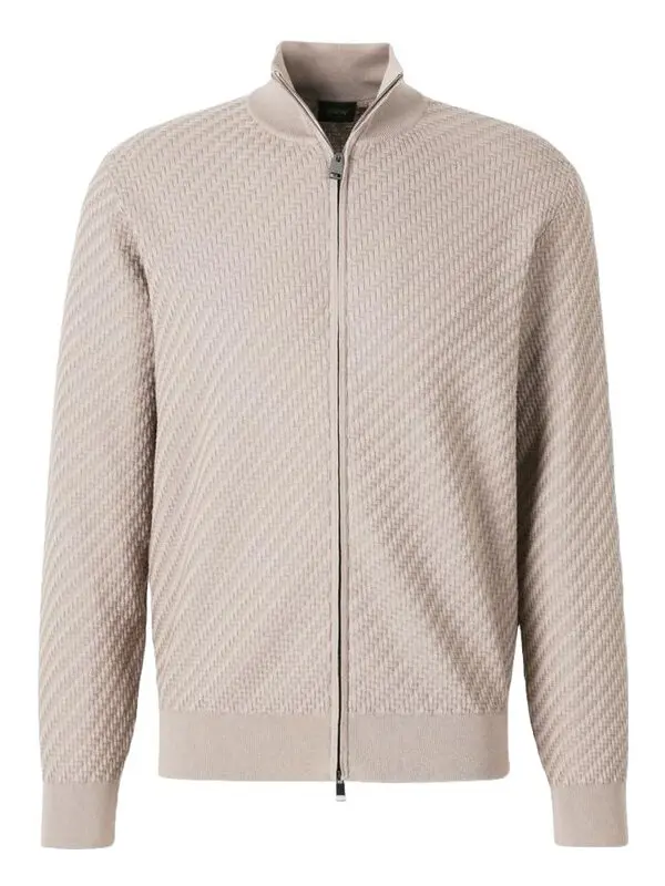 Brioni Zip-up Knit Cardigan - Beige