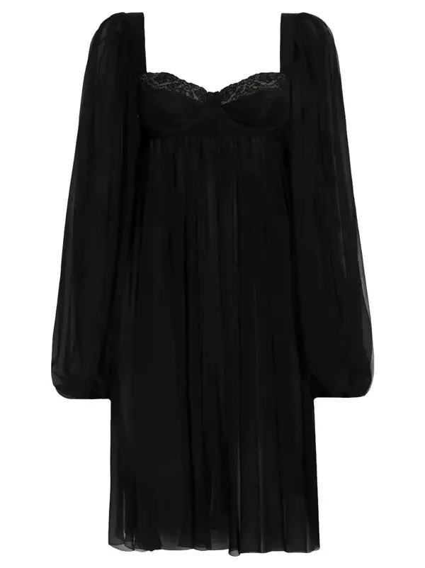Dolce & Gabbana Lace Balloon-sleeve Mini Dress - Black
