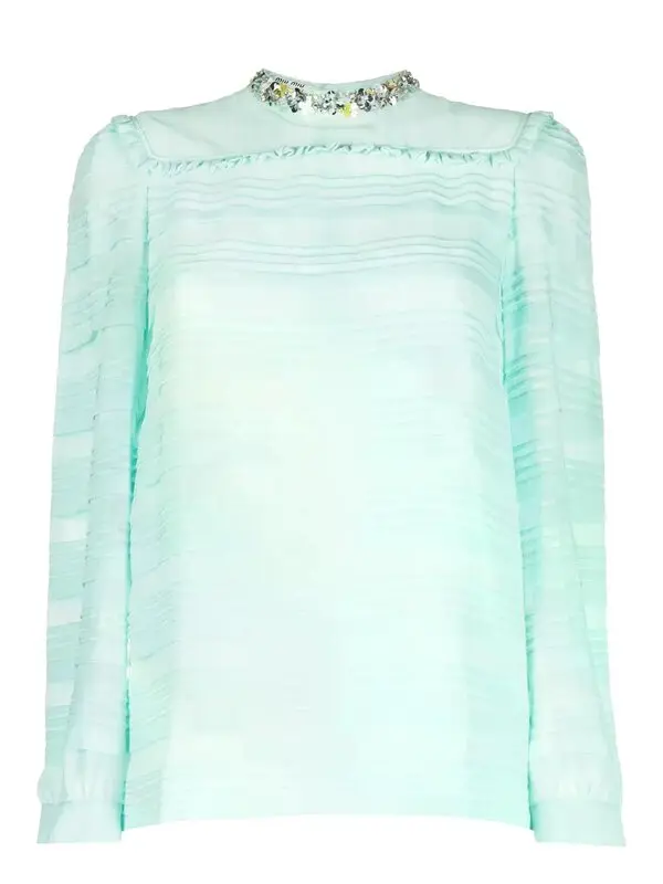 Miu Miu Ruffle-detailed Silk Blouse - Blue