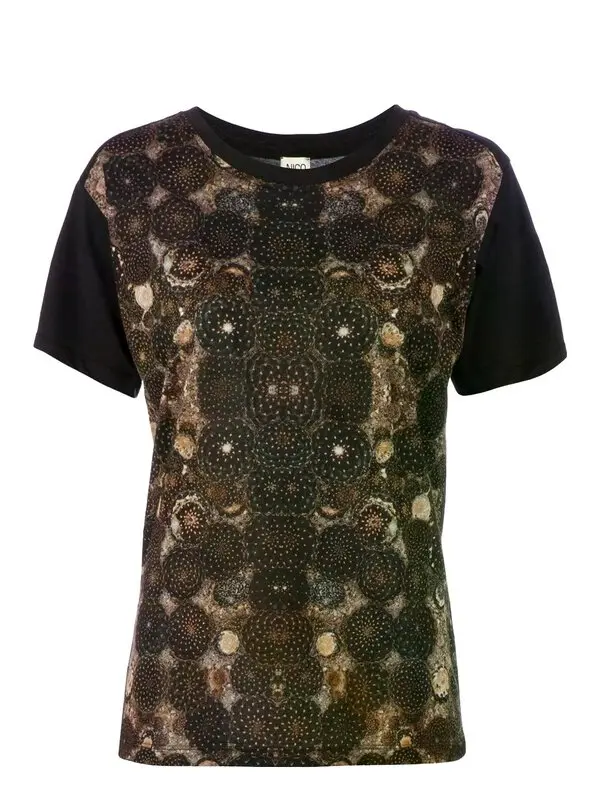 Nico Patterned Cotton T-shirt - Black