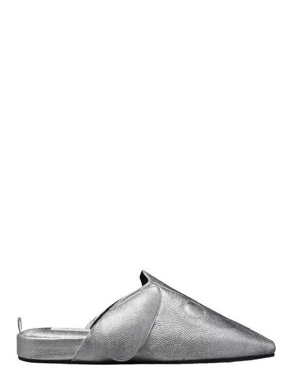 Thom Browne Hector Pebble-grain Slippers - Silver
