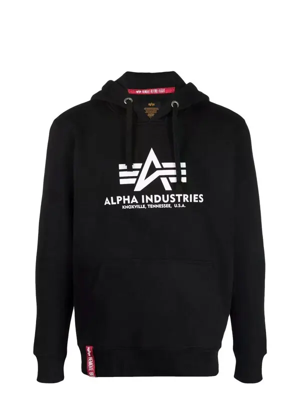Alpha Industries Logo Drawstring Hoodie - Black
