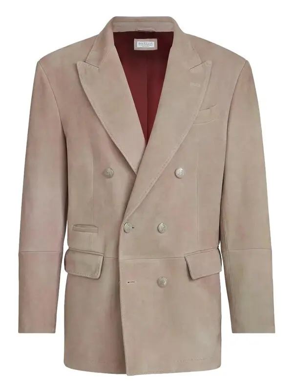 Brunello Cucinelli Suede Metal-buttons Blazer - Brown