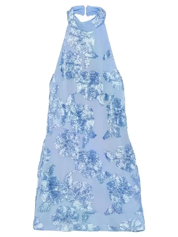 ROTATE BY BIRGER CHRISTENSEN Halterneck Floral Mini Dress - Blue