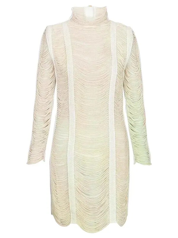 Balmain Macramé-knit Openwork Minidress - Neutrals