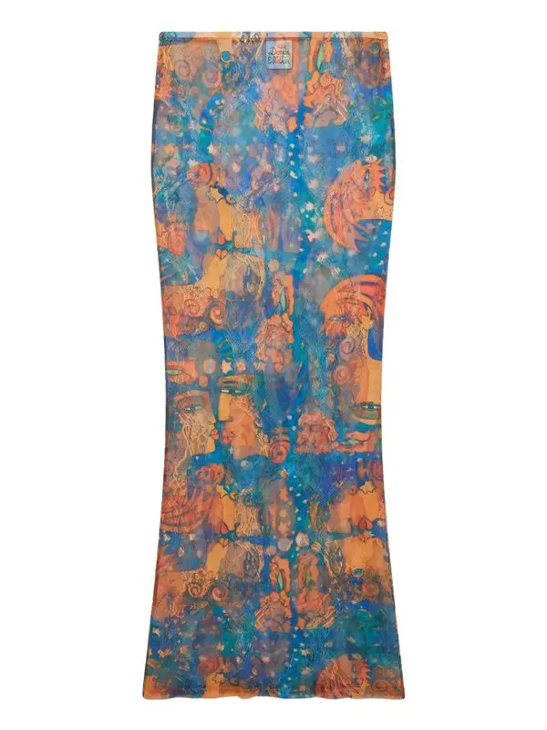 DONDE ESTEBAN El Beso Mesh Maxi Skirt - Blue