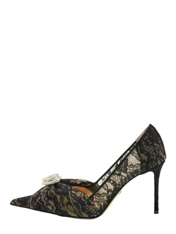 Mach & Mach Lace Pumps With Heart Embellishment - Black