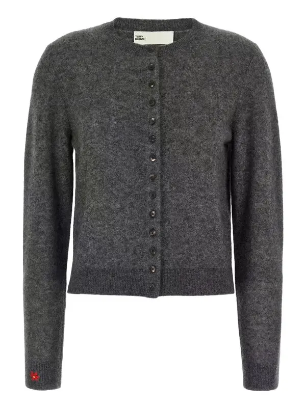 Tory Burch Embroidered Cardigan - Grey