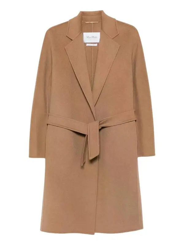 Max Mara Camel Cashmere Tie-waist Coat - Brown