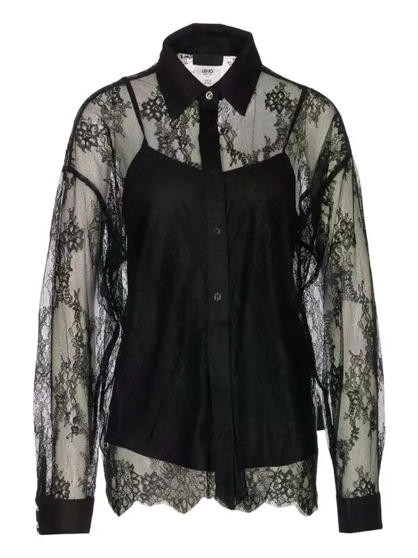 Liu Jo Lace Button Down Shirt - Black