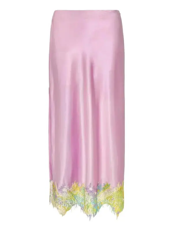 DONDE ESTEBAN Lila Salpicon Lace-detail Midi Skirt - Purple