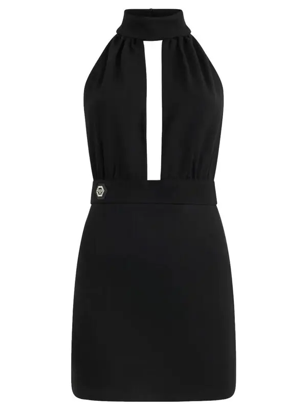 Philipp Plein Halterneck Cut-out Mini Dress - Black