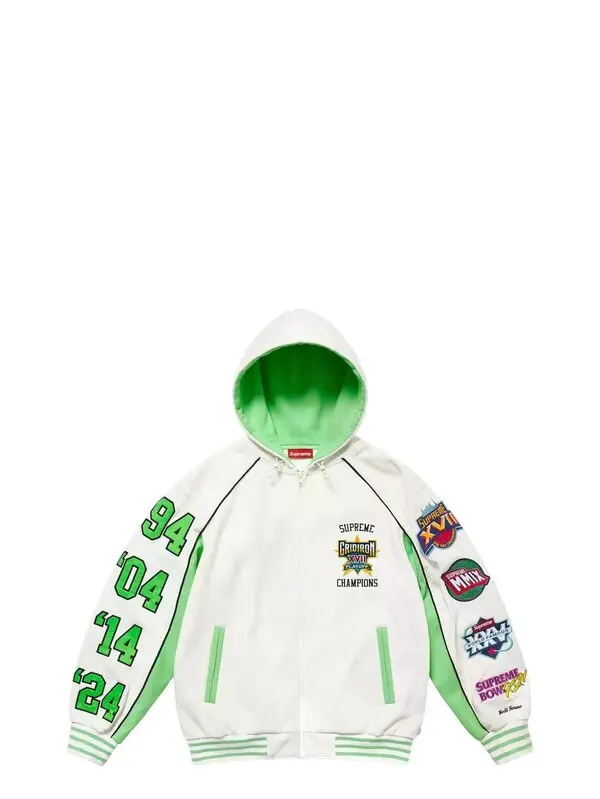 Supreme Graphic Print Zip Hooded Sweatshirt - White