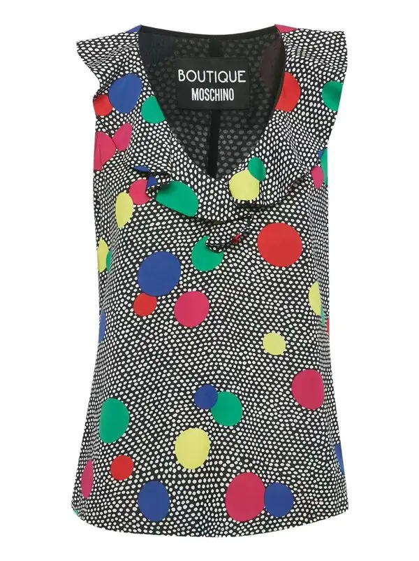 Moschino Polka-dot Ruffle Blouse - Black