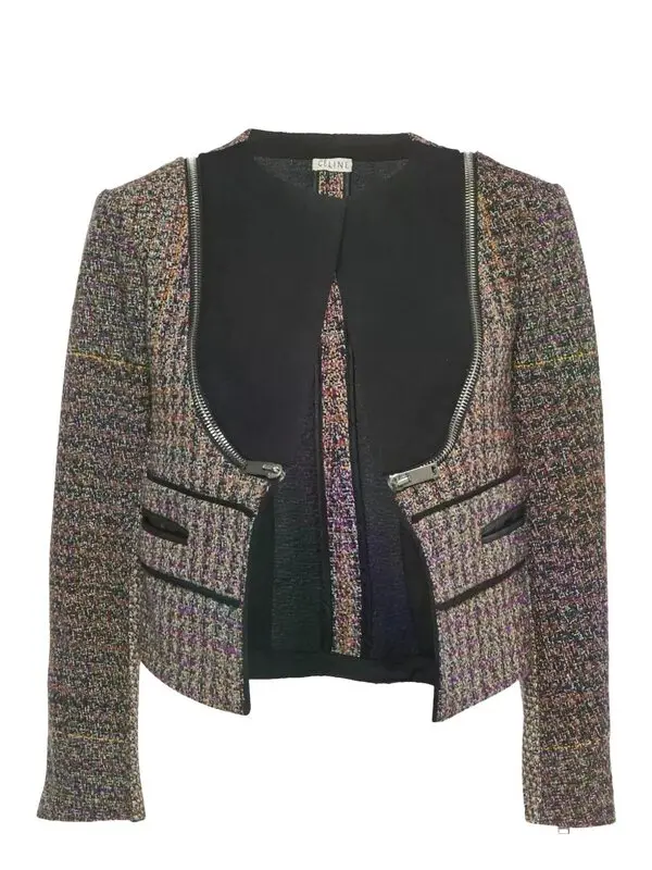 Celine Zip-up Tweed Jacket - Black