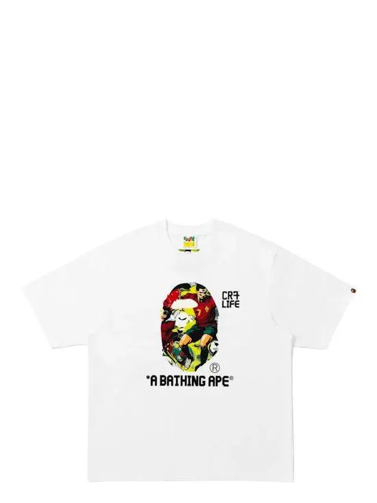 A BATHING APE X Cr7 Life Comic Graphic Relaxed Fit Tee Shirt - White/yellow/red