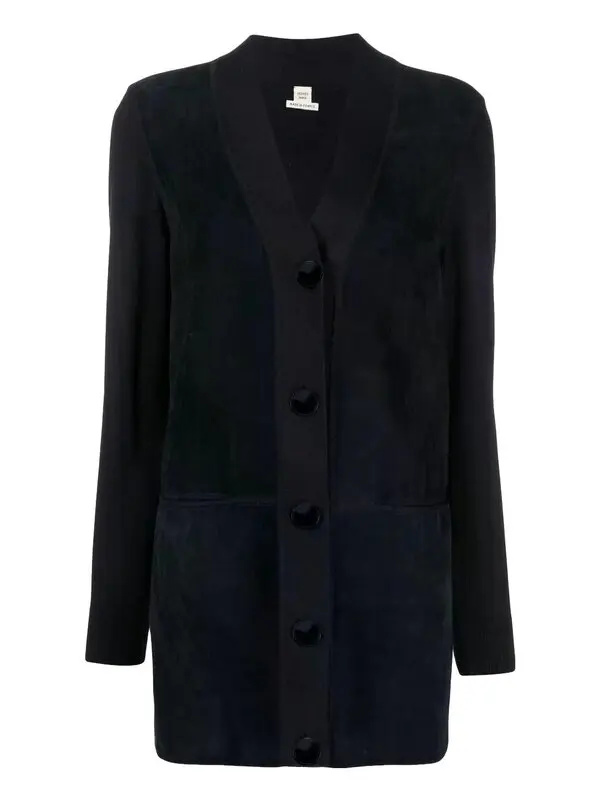 Hermès V-neck Suede Cardigan - Blue