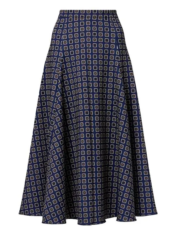 Max Mara Benda Printed Jersey Midi Skirt - Blue