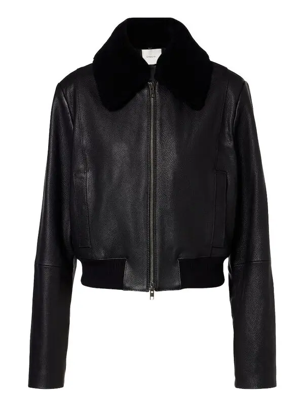 Vince Shearling-trimmed Leather Jacket - Black