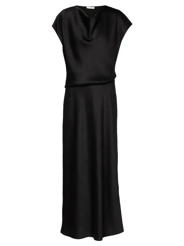 Vince Draped Satin Maxi Dress - Black