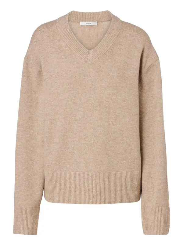 Vince Wool-blend V-neck Sweater - Beige