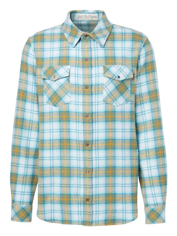 GOD'S TRUE CASHMERE Freedom Cashmere Shirt With Amethyst - Blue