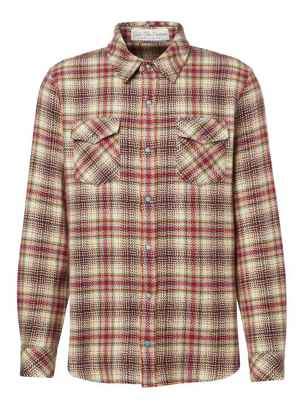 GOD'S TRUE CASHMERE Balance Cashmere Shirt With Emerald - Brown