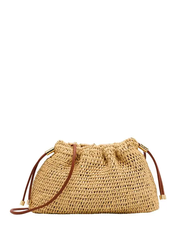 Ulla Johnson Lali Ruched Raffia Clutch Bag - Natural