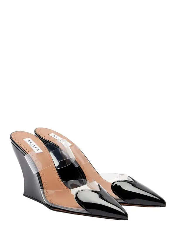 Alaïa Le Cœur 90 Wedge Mules - Black