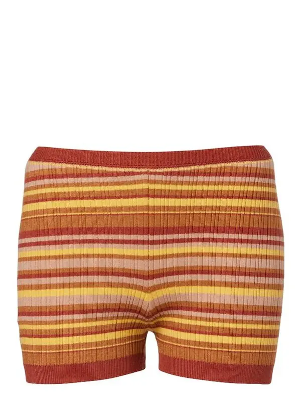BANANHOT Jack Ribbed-knit Striped Shorts - Brown