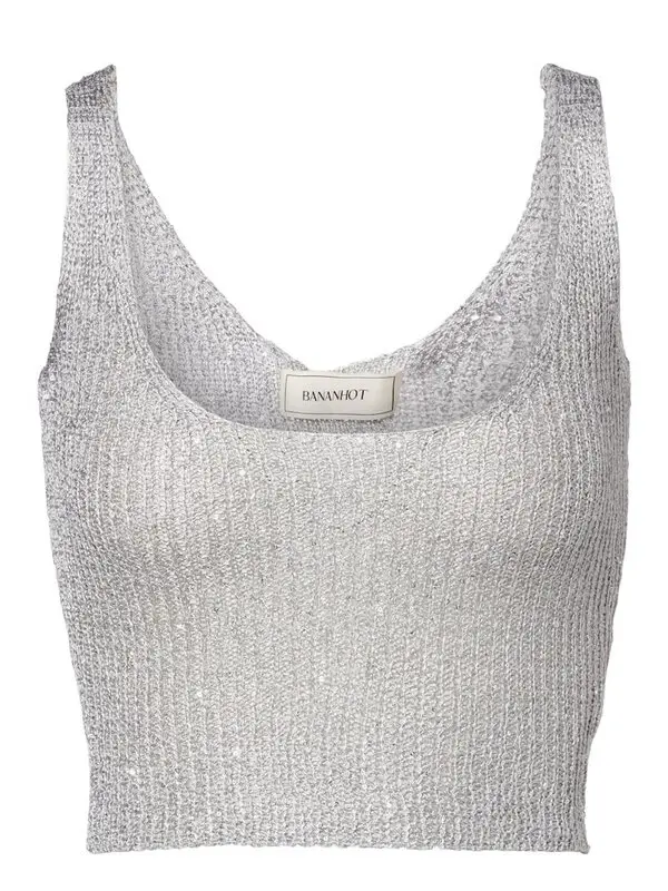 BANANHOT Aretha Sequined Crop Top - Silver