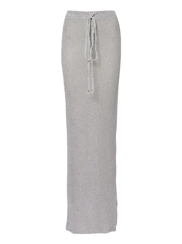 BANANHOT Alma Sequined Maxi Skirt - Silver